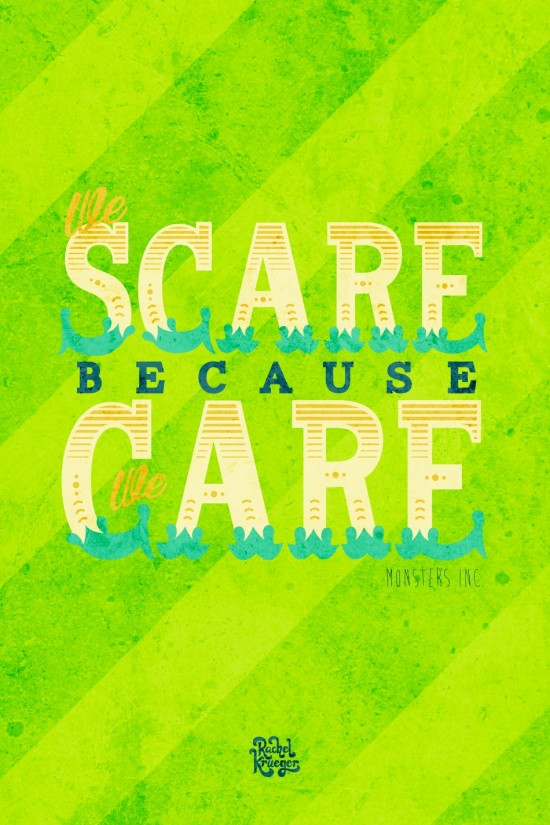 Pixar's Monsters Inc. Print by Rachel Krueger Creations on The Bazaar